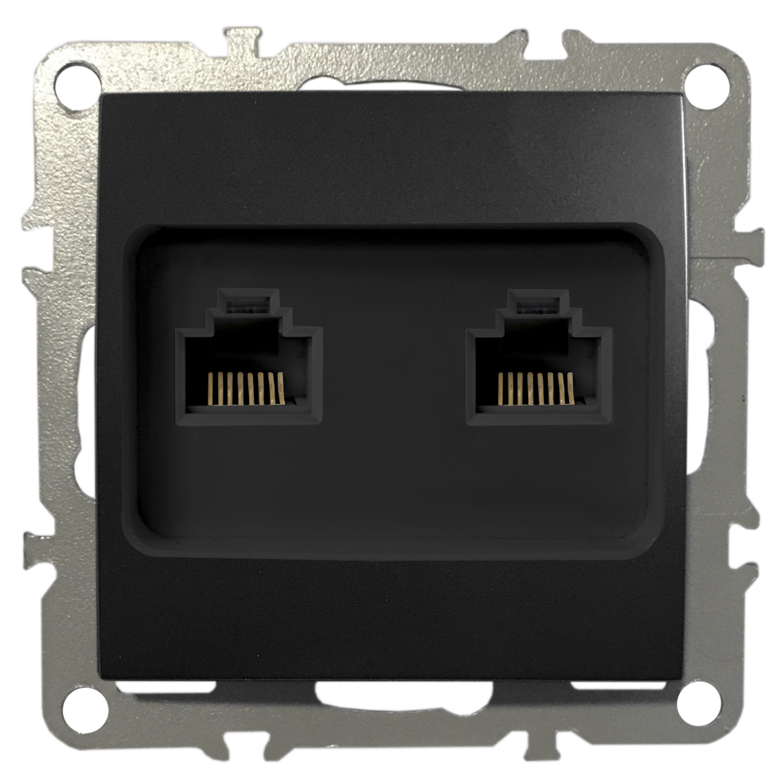 Netzwerkdose CAT 5 LAN RJ45 2x Port Anschlussdose Unterputz Schwarz ...